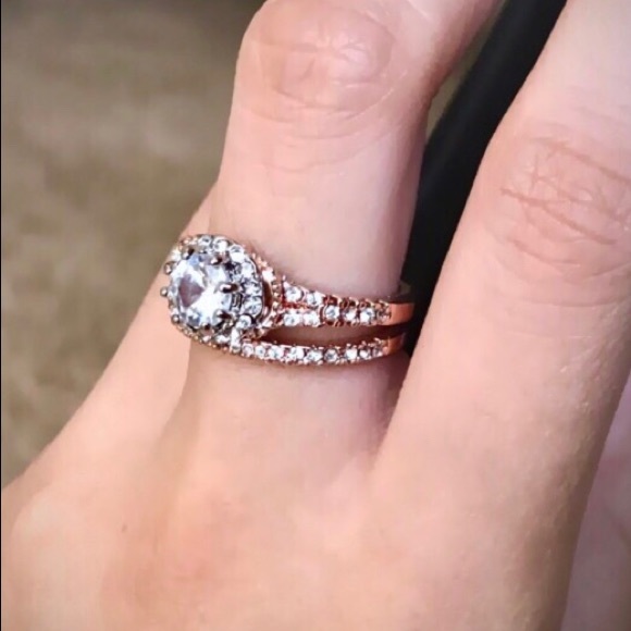 Jewelry | 2 Piece Rose Gold Cz Ring | Poshmark